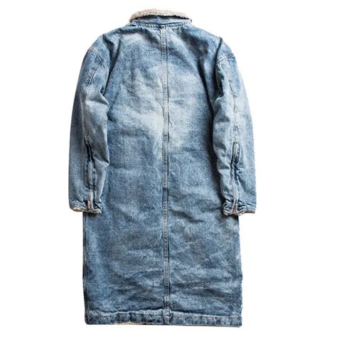 Длинный стильный уличный мужской джинсовый Тренч ретро синяя джинсовая куртка на молнии с
