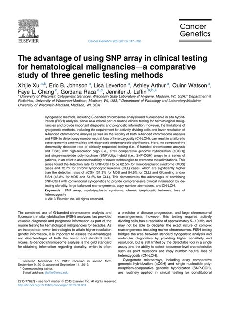 Pdf The Advantage Of Using Snp Array In Clinical Testing For