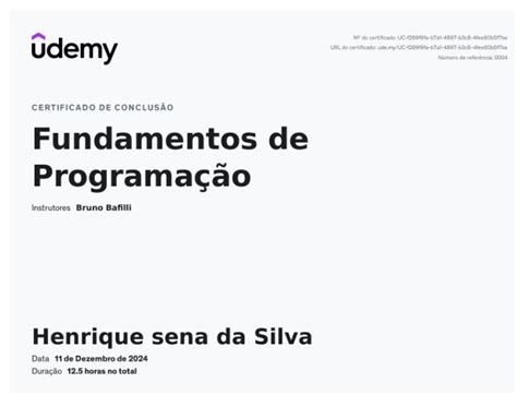 🎉 Concluí O Curso De Fundamentos De Programação Em C Na Udemy