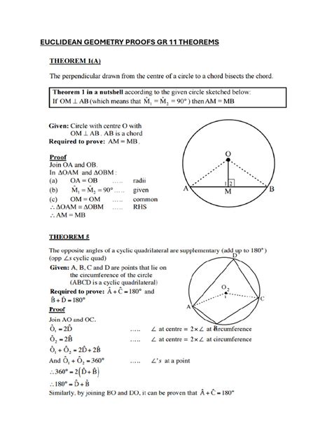 Euclidean Geometry Proofs Gr 11 Theorems And Summary 1 Pdf