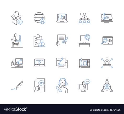 Management And Workflow Outline Icons Collection Vector Image