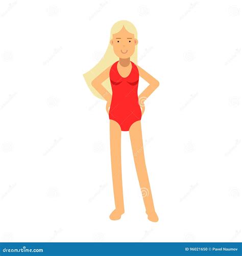 Lifeguard Girl Cartoon Vector 39588307