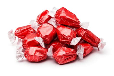 Premium Ai Image Candy In Red Wrapper Isolated On White Background