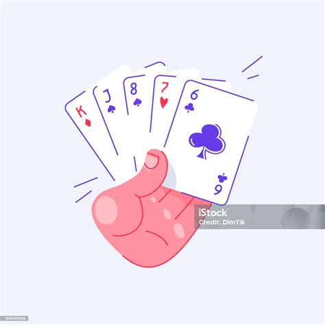 손으로 카드 놀이를 들고 포커에 높은 카드 친구들과 취미 패밀리 테이블 레저 게임 스포츠 와 레크리에이션 격리된 배경입니다 5가지 개체에 대한 스톡 벡터 아트 및 기타