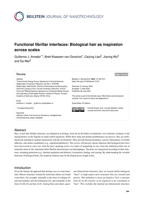 Pdf Functional Fibrillar Interfaces Biological Hair As Inspiration