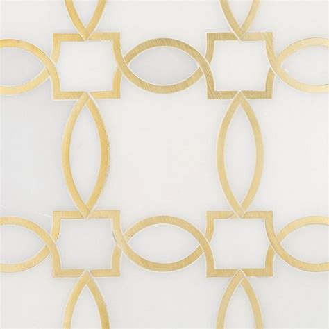 Phoenix Ii Royal White Brass Waterjet Marble Mosaic Decoration