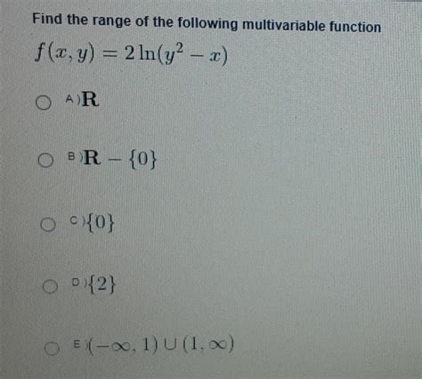 Solved Find The Range Of The Following Multivariable