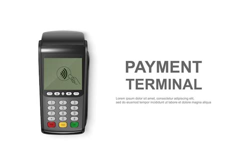 벡터 현실적인 3d 터치 Nfc 모바일 결제 기계 Pos 터미널 근접 촬영 은행 결제 무선 비접촉식 터미널 모형 결제 장치 평면도의 흰색 디자인 템플릿에 격리 프리미엄 벡터