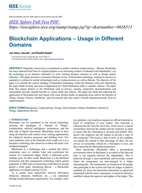 Pdf Blockchain Applications Usage In Different Domains