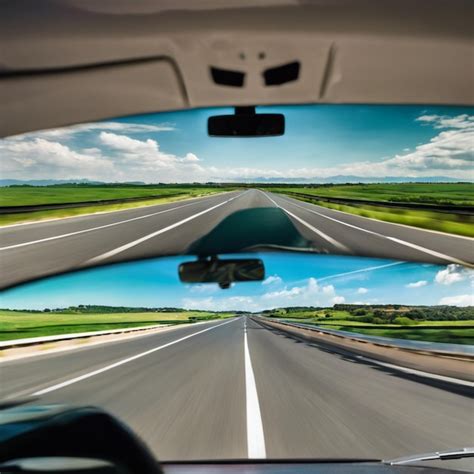 Speeding Down The Highway Rear View Mirror Reflections Premium Ai Generated Image