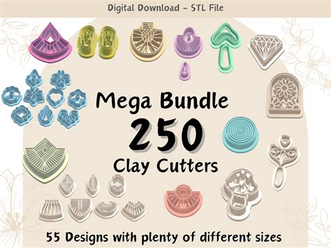 3d File 250 Mega Bundle Clay Cutter For Polymer Clay Digital Stl File Clay Tools 📁 ・template