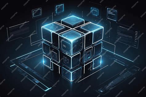 Premium Photo Big Data Cube Quantum Computer Server Concept Background 3d Blockchain Cube