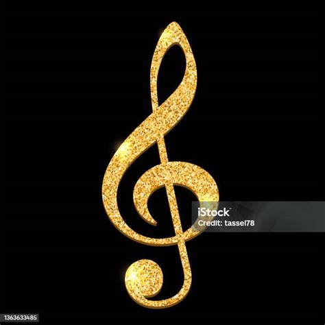 반짝이는 황금 고음 음표 글리터 뮤직 바이올린 음표 기호 음표에 대한 스톡 벡터 아트 및 기타 이미지 음표 검은색 금 금속 Istock
