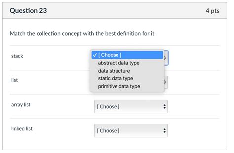 Solved Match The Collection Concept With The Best Definition