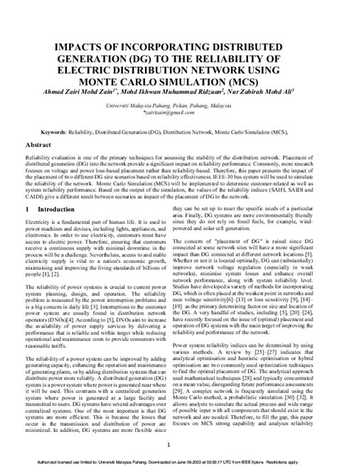 Pdf Impacts Of Incorporating Distributed Generation Dg To The Reliability Of Electric