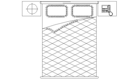 Double Bed Furniture Block Top Elevation D Drawing Autocad File