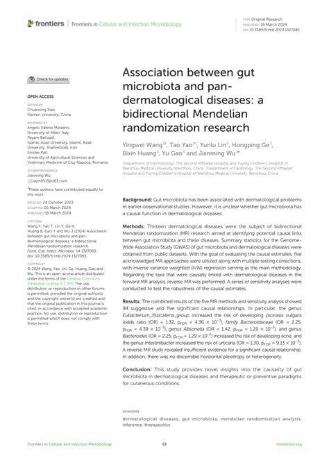 Pdf Association Between Gut Microbiota And Pan Dermatological