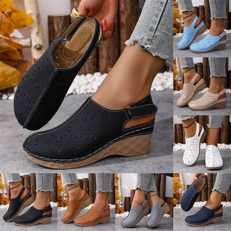 Lenago Womens Summer Sandals Slip On Flatform Shoes Soft Suede