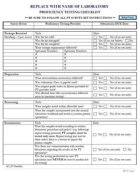 SmartLabTools PT Checklist