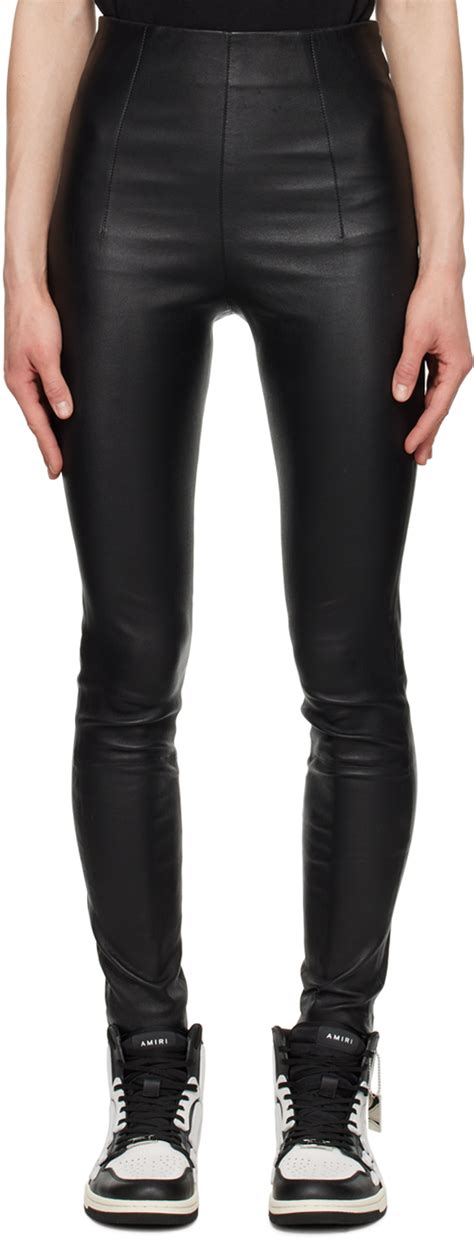 Amiri Black Zip Vent Leather Leggings Amiri