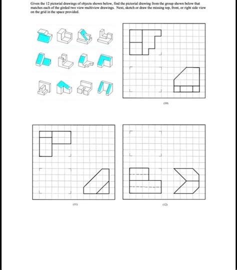 Given The 12 Pictorial Drawings Of Objects Shown Below Find The Pictorial Drawing From The