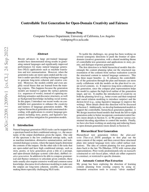 Pdf Controllable Text Generation For Open Domain Creativity And Fairness