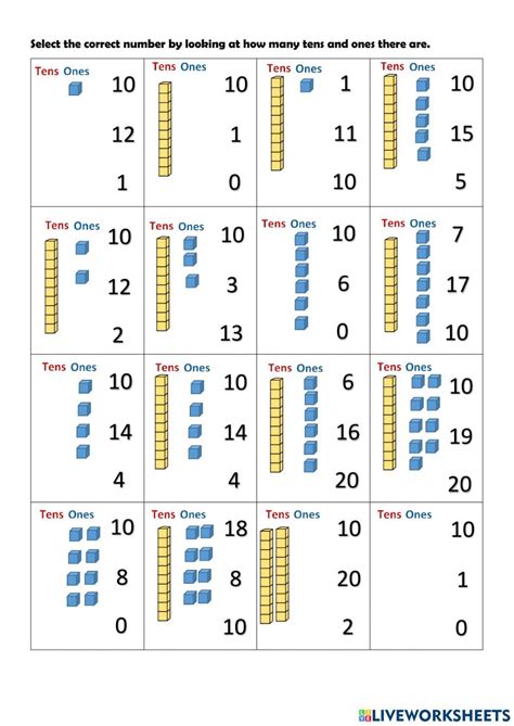 Tens And Ones Up To 20 Worksheet