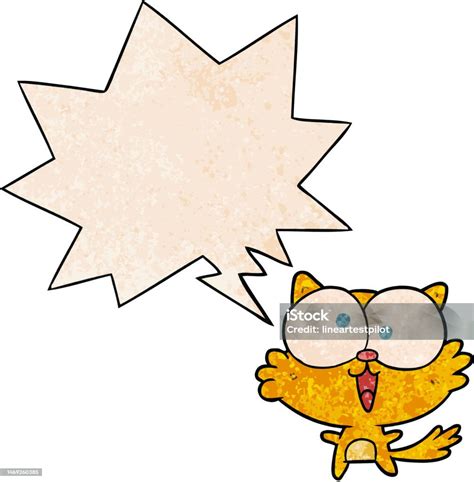 복고풍 질감 스타일의 연설 거품이 있는 귀여운 만화 미친 고양이 고양이 새끼에 대한 스톡 벡터 아트 및 기타 이미지 고양이 새끼 귀여운 기이함 Istock