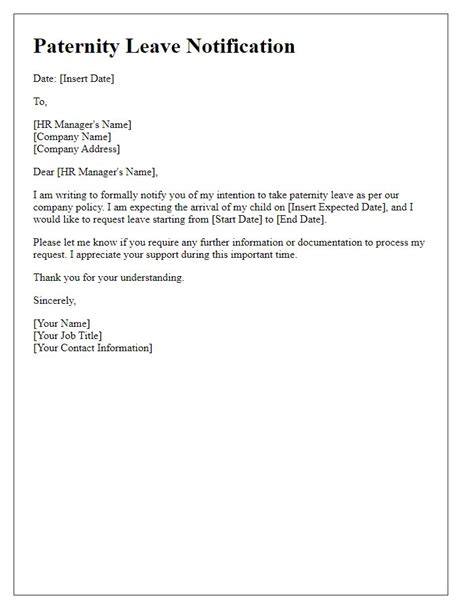 Letter Template For Paternity Leave Approval Free Samples In Pdf Letterin