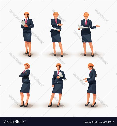 Woman Engineer In Set On White Back Royalty Free Vector