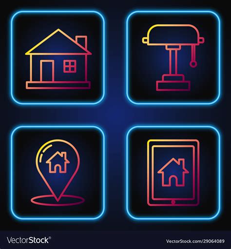 Set Line Tablet And Smart Home Map Pointer Vector Image