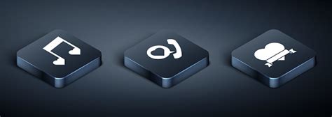 아이소메트릭 음악 음표 하트 톤 하트 및 리본 및 하트 말풍선 아이콘이 있는 전화기를 설정합니다 벡터 3차원 형태에 대한 스톡 벡터 아트 및 기타 이미지 Istock