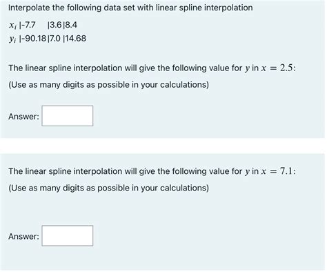 Solved Interpolate The Following Data Set With Linear Spline