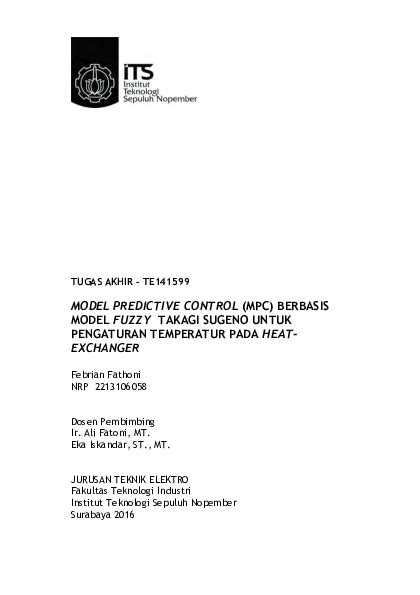 Pdf Model Predictive Control Mpc Berbasis Model Fuzzy Takagi Sugeno Untuk Pengaturan