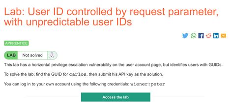 portswigger s user id controlled by request parameter with unpredictable user ids walkthrough
