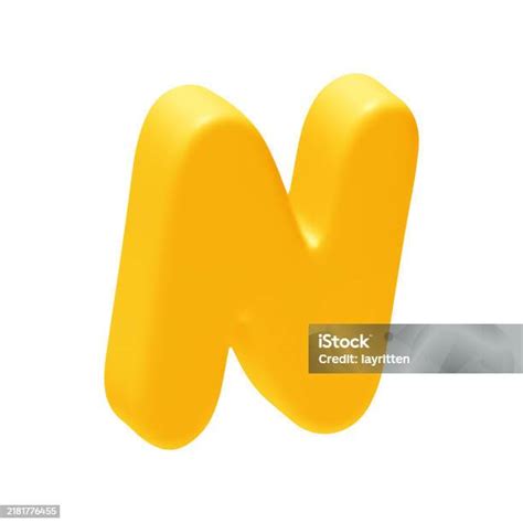 편지 N 편지 기호 노란색 만화 스타일의 사실적인 3d 디자인 흰색 배경에 고립되어 있습니다 벡터 일러스트 레이 션 0명에 대한 스톡 벡터 아트 및 기타 이미지 Istock