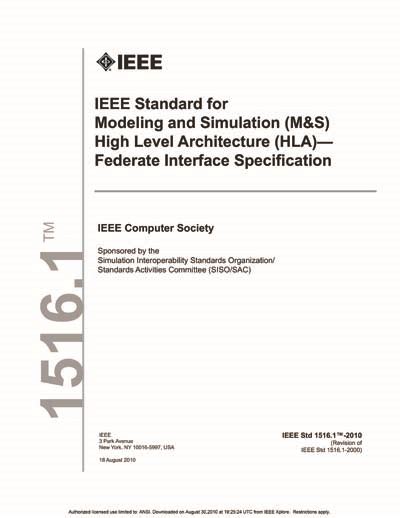 IEEE Standard For Modeling And Simulation M S High Level Architecture HLA