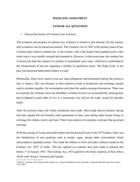 Week One Assignment Week One Assignment Answer All Questions 1