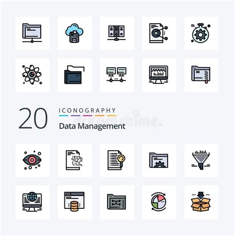 20 Data Management Line Filled Color Icon Pack Like Funnel Filter File
