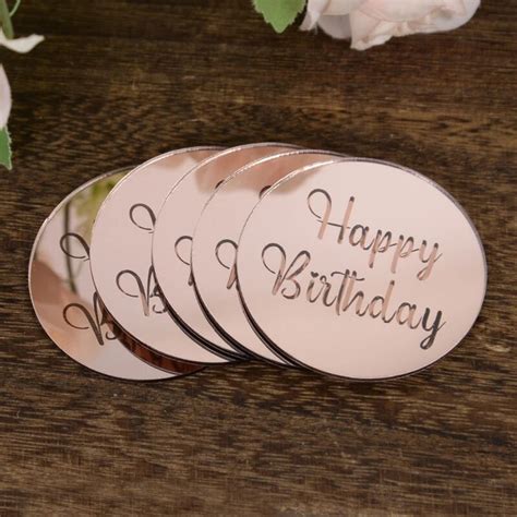 Badu Bg 10 бр Розово злато Декорация на торта за парти за рожден ден Акрилни кръгли топери за