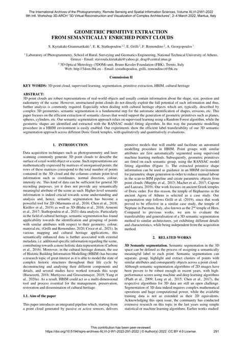 Pdf Geometric Primitive Extraction From Semantically Enriched Point Clouds