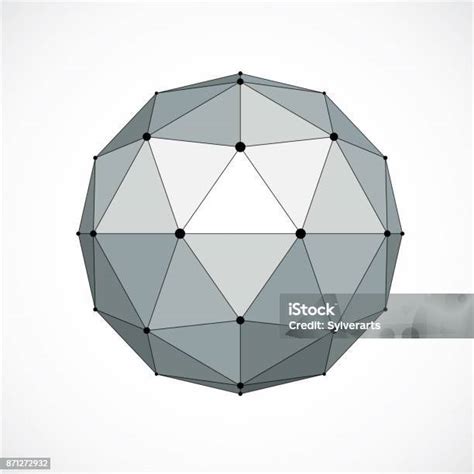 벡터 차원 와이어 프레임 낮은 폴 리 개체에 회색조 둥근 모양 0명에 대한 스톡 벡터 아트 및 기타 이미지 0명 3차원 형태 검은색 Istock