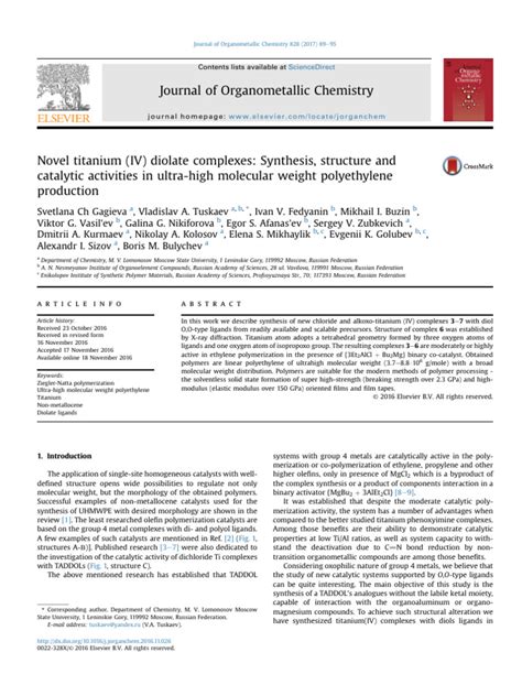 Novel Titanium Iv Diolate Complexes Synthesis Structure And Catalytic Activities In Ultra