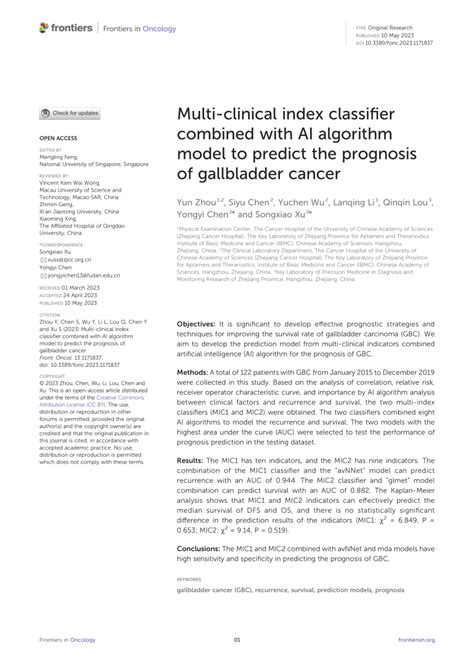 Pdf Multi Clinical Index Classifier Combined With Ai Algorithm Model To Predict The Prognosis