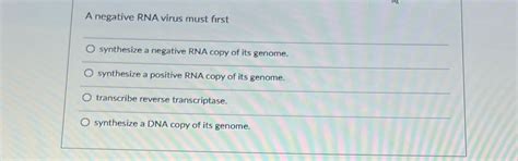 Solved A Negative Rna Virus Must Firstq Synthesize A