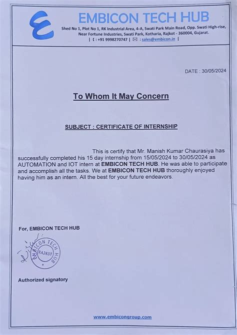 Manish Kumar On Linkedin Internship Automation Iot Careergrowth