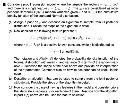 consider a probit regression model where the target