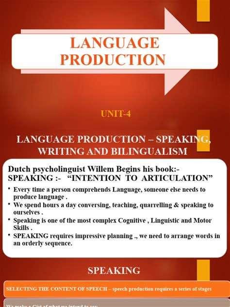 Unit 4 Language Production Pdf Multilingualism Speech