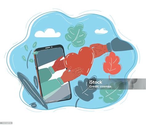 손 잡고 마음 자기 사랑 행복 조화 긍정적 인 감정을 느끼는 벡터 그림 행복하고 차분한 평화로운 소녀 자원 봉사자 보살핌 인류애 자조 및 평화 개념 스마트 폰 개념 감정에