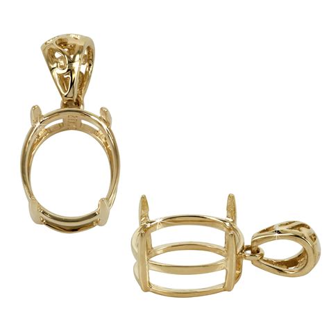 Oval Basket Pendant Setting In 14k Yellow Gold Various Sizes Diy
